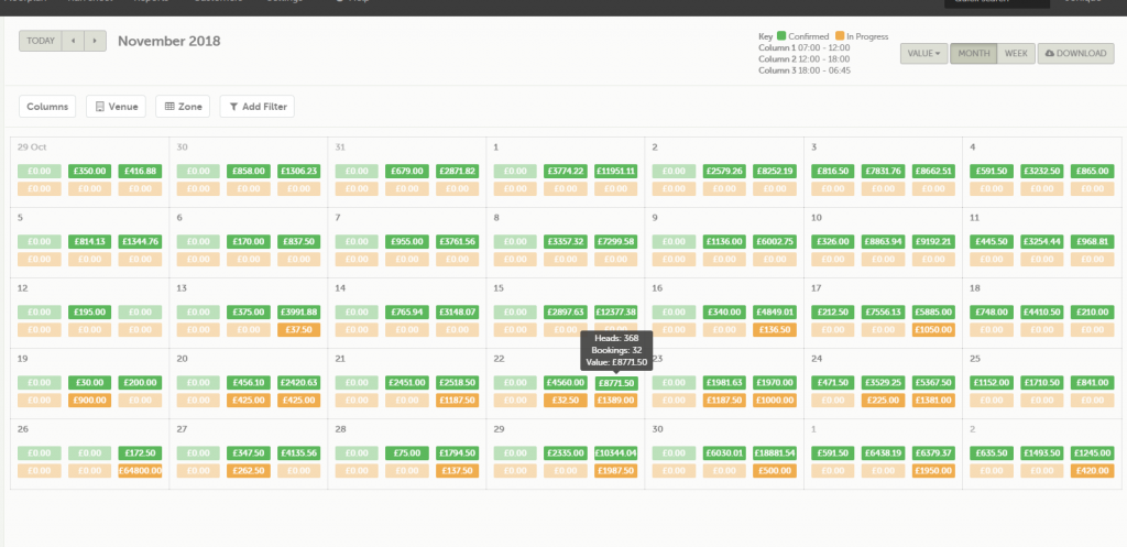 Bookings Overview Calendar – Access Collins News