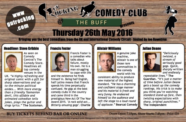 Gut Rocking Comedy Club @ The Buff | UK Comedy Reviews | DesignMyNight