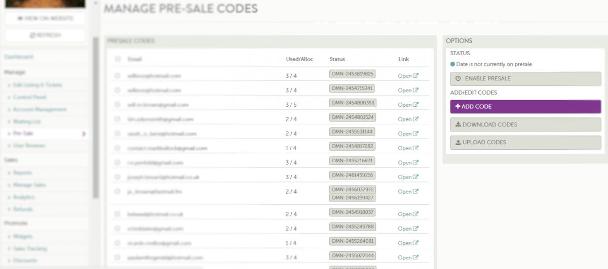 Add Pre-Sale Codes – Customer Success Portal - Support & Queries