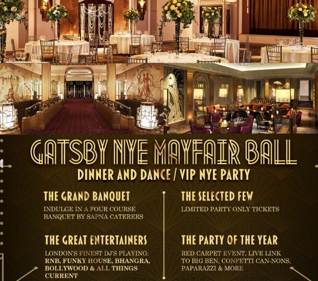 THE GATSBY NYE MAYFAIR BALL DINNER DANCE & VIP PARTY Sheraton Grand ...