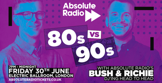 Absolute Radio - 80s vs 90s with BUSH and RICHIE! | Camden, London ...