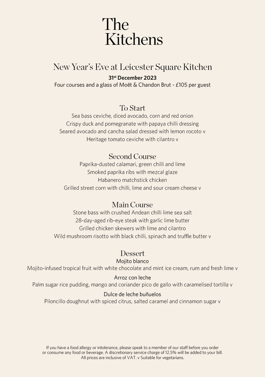 New Year’s Eve at Leicester Square Kitchen | Leicester Square, London ...