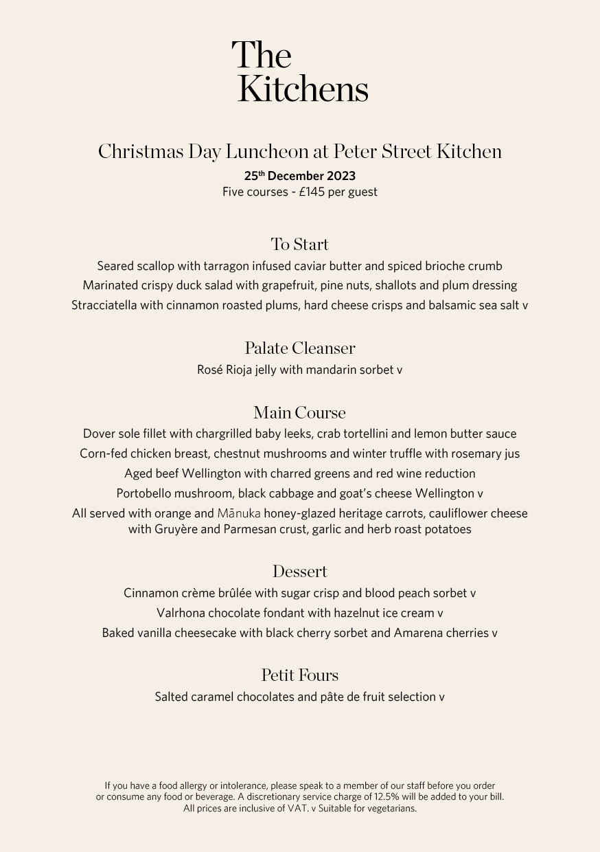 Christmas Day Luncheon at Peter Street Kitchen | City Centre ...