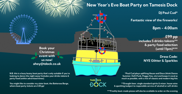 New Year’s Eve Boat Party on Tamesis Dock with firework views ...