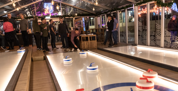 Swift Stone Curling with Aperol Spritz | London Bridge, UK Christmas ...